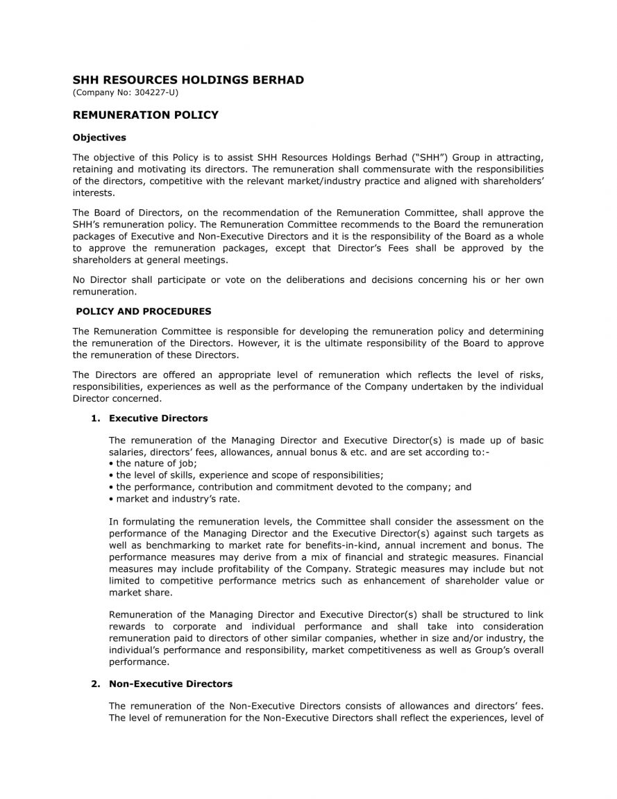Remuneration Policy – SHH GROUP